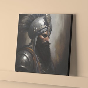 The Sentinel: Stoic Sikh Warrior in Heavy Armor - Sikh Art | Oil ...