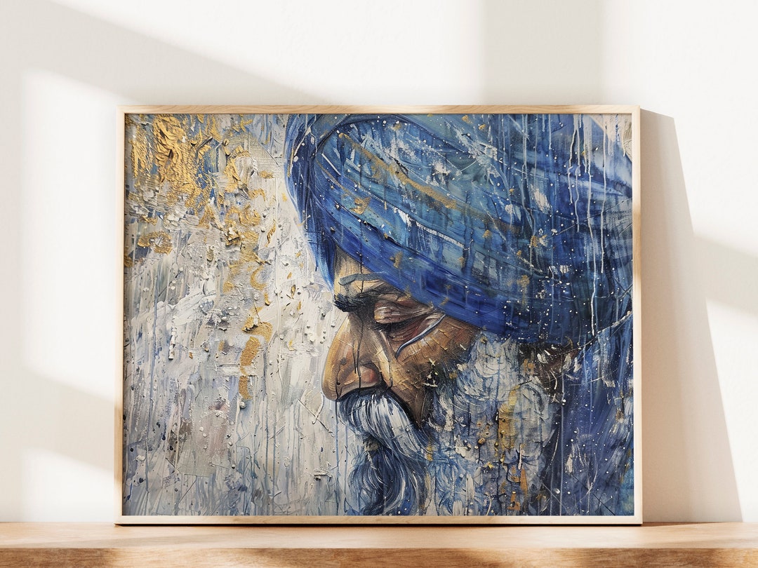 Sikh Guru Print Poster Sikh Wallpaper Oil Painting Sikh Wall Art Sikh ...