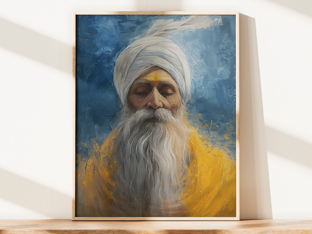 Sikh Guru Print Poster Sikh Wallpaper Oil Painting Sikh Wall Art Sikh ...