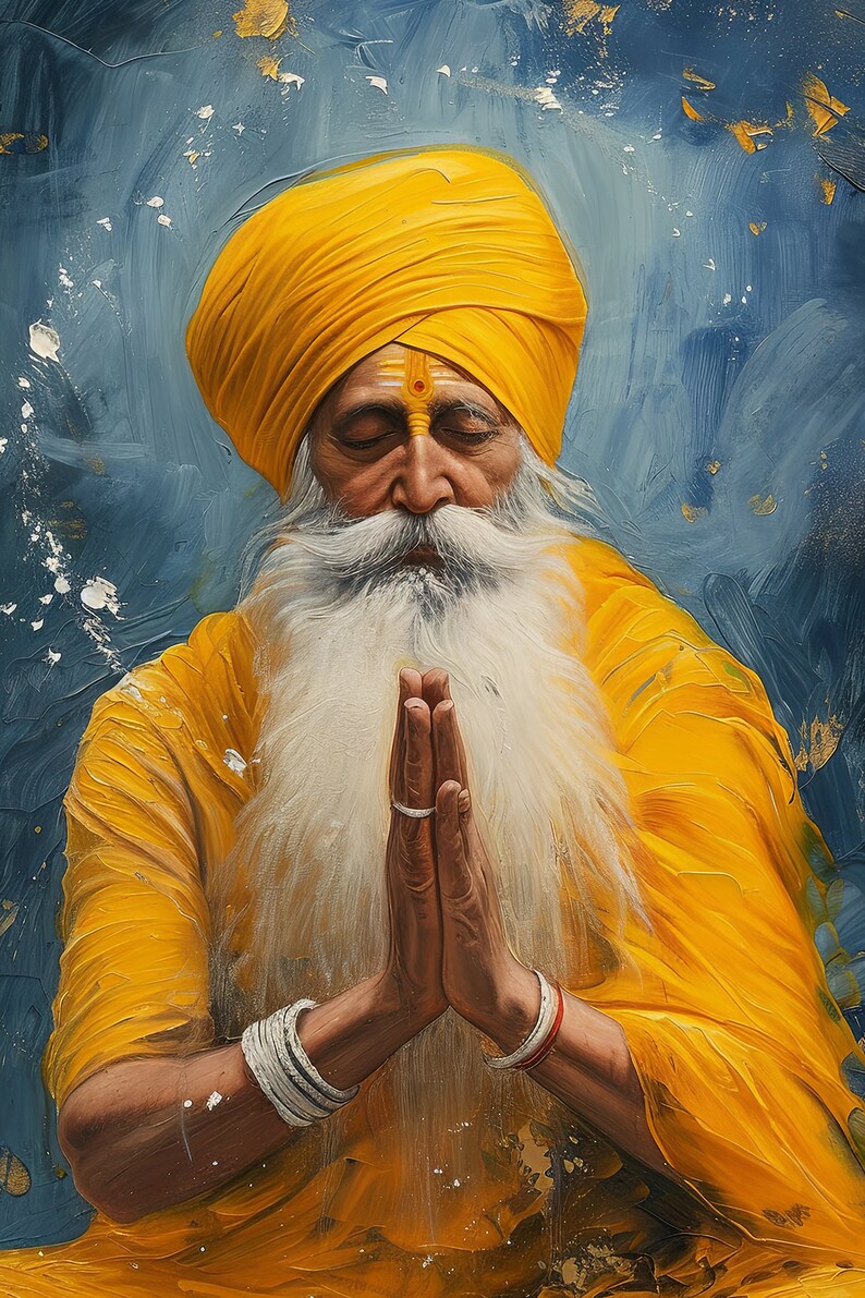 Sikh Guru Print Poster Sikh Wallpaper Oil Painting Sikh Wall Art Sikh ...