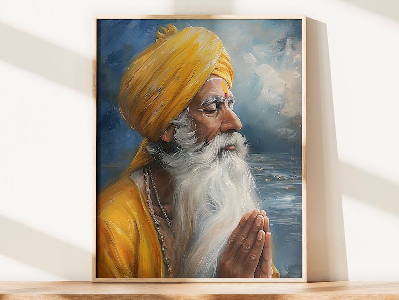 Sikh Guru Print Poster Sikh Wallpaper Oil Painting Sikh Wall Art Sikh ...