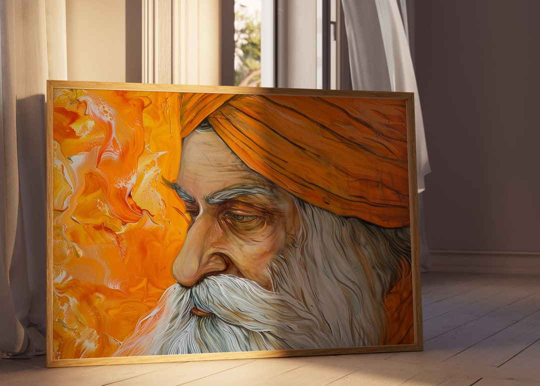 Guru Sikh Oil Painting Digital Print Sikh Wall Art Religious Art Sikh ...