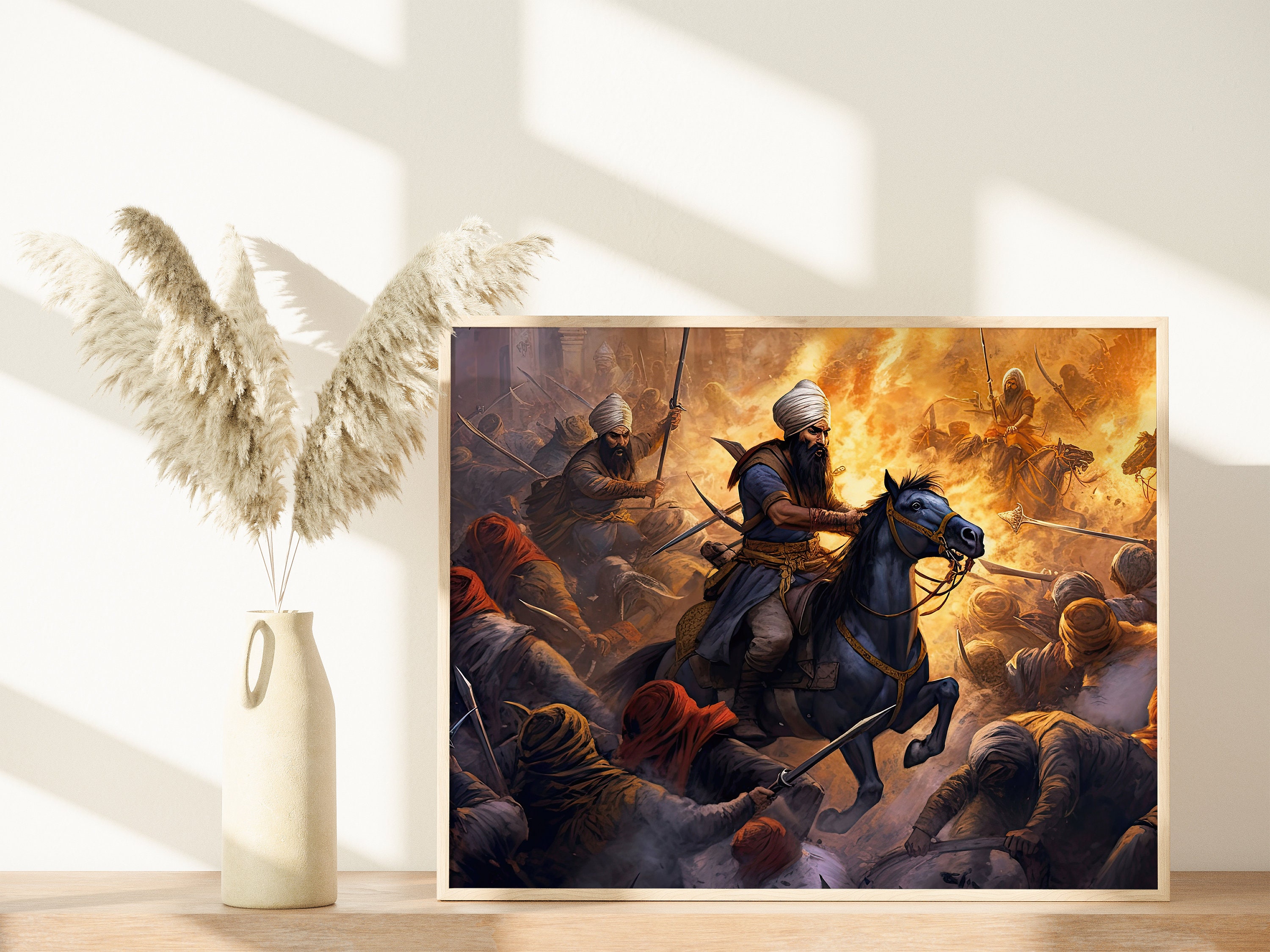 The Battle of Chamkaur | Pre-framed Poster | Sikh Wall Art Sikh Art ...