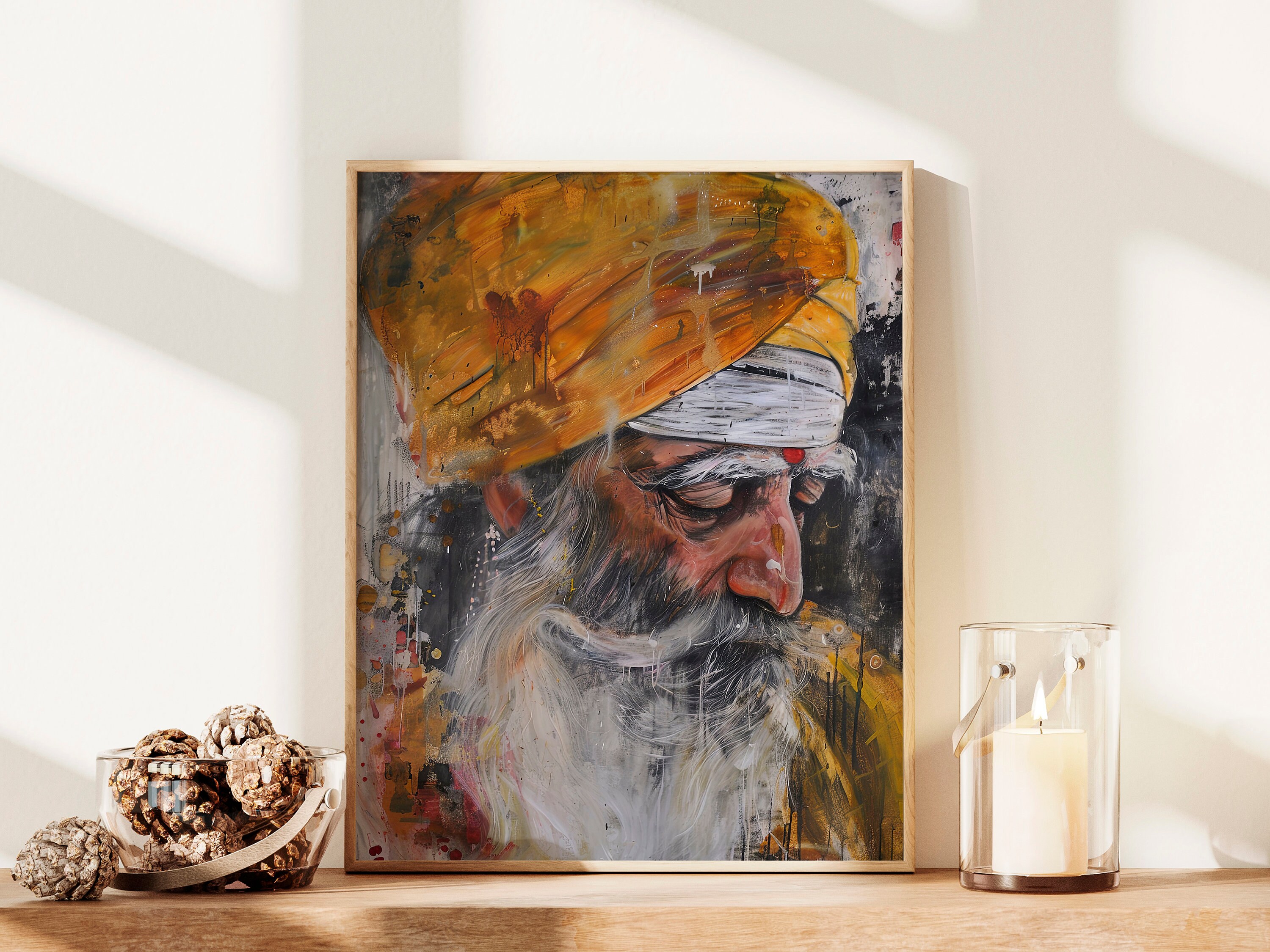 Sikh Guru Print Poster Sikh Wallpaper Abstract Oil Painting Sikh Wall ...