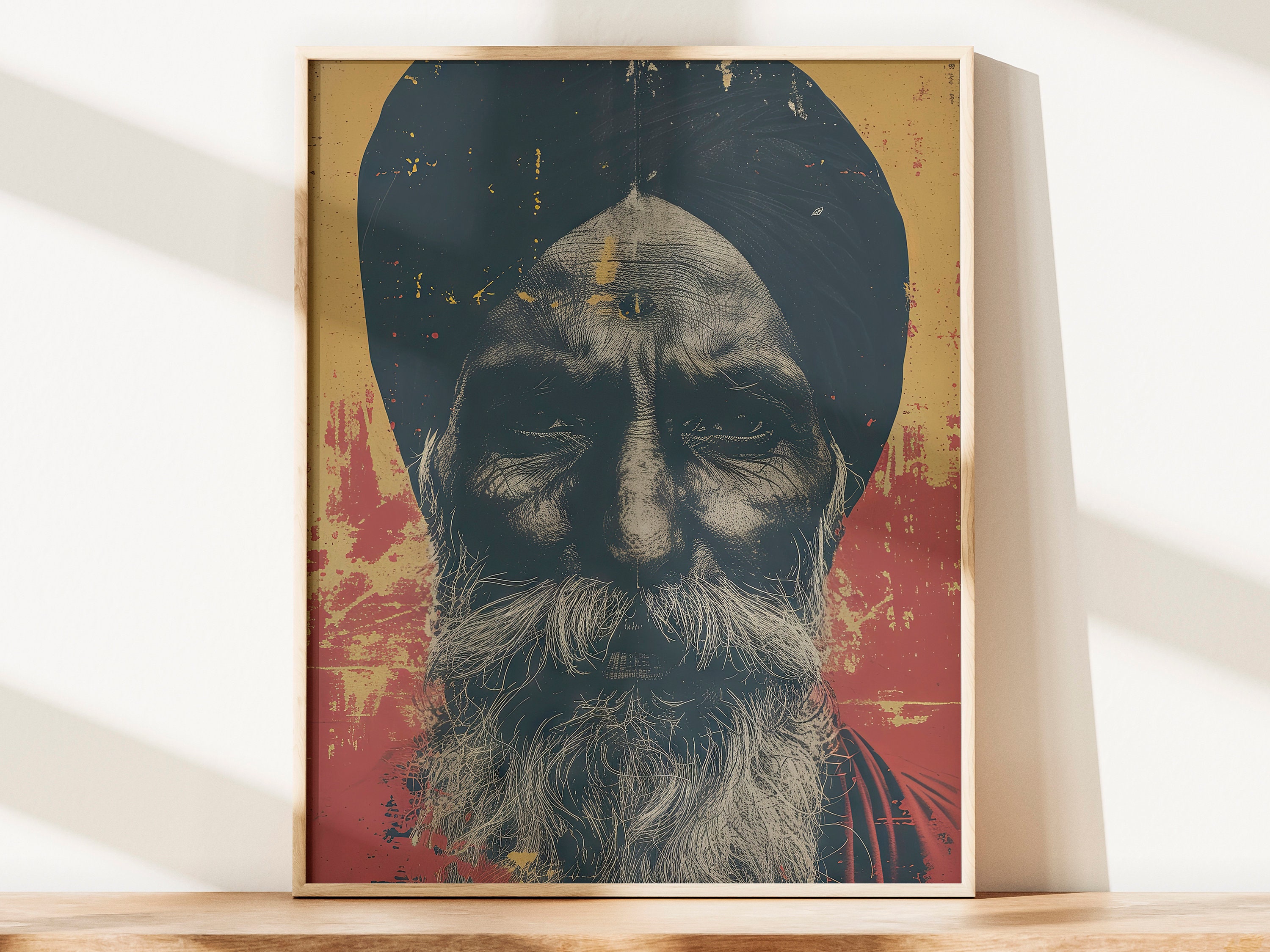 Sikh Guru Print Poster Sikh Wallpaper Oil Painting Sikh Wall Art Sikh ...