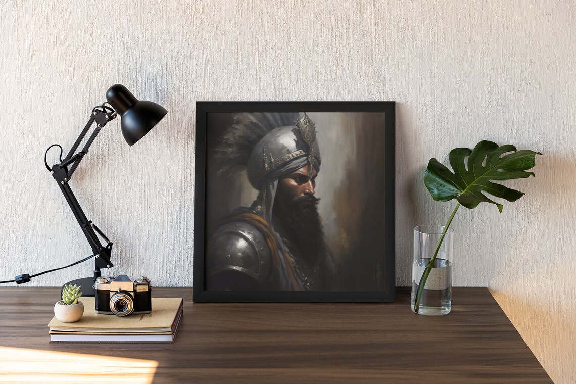 The Sentinel: Stoic Sikh Warrior in Heavy Armor - Sikh Art | Oil ...