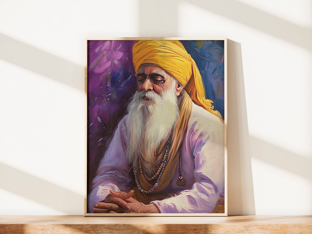 Sikh Guru Print Poster Sikh Wallpaper Oil Painting Sikh Wall Art Sikh ...