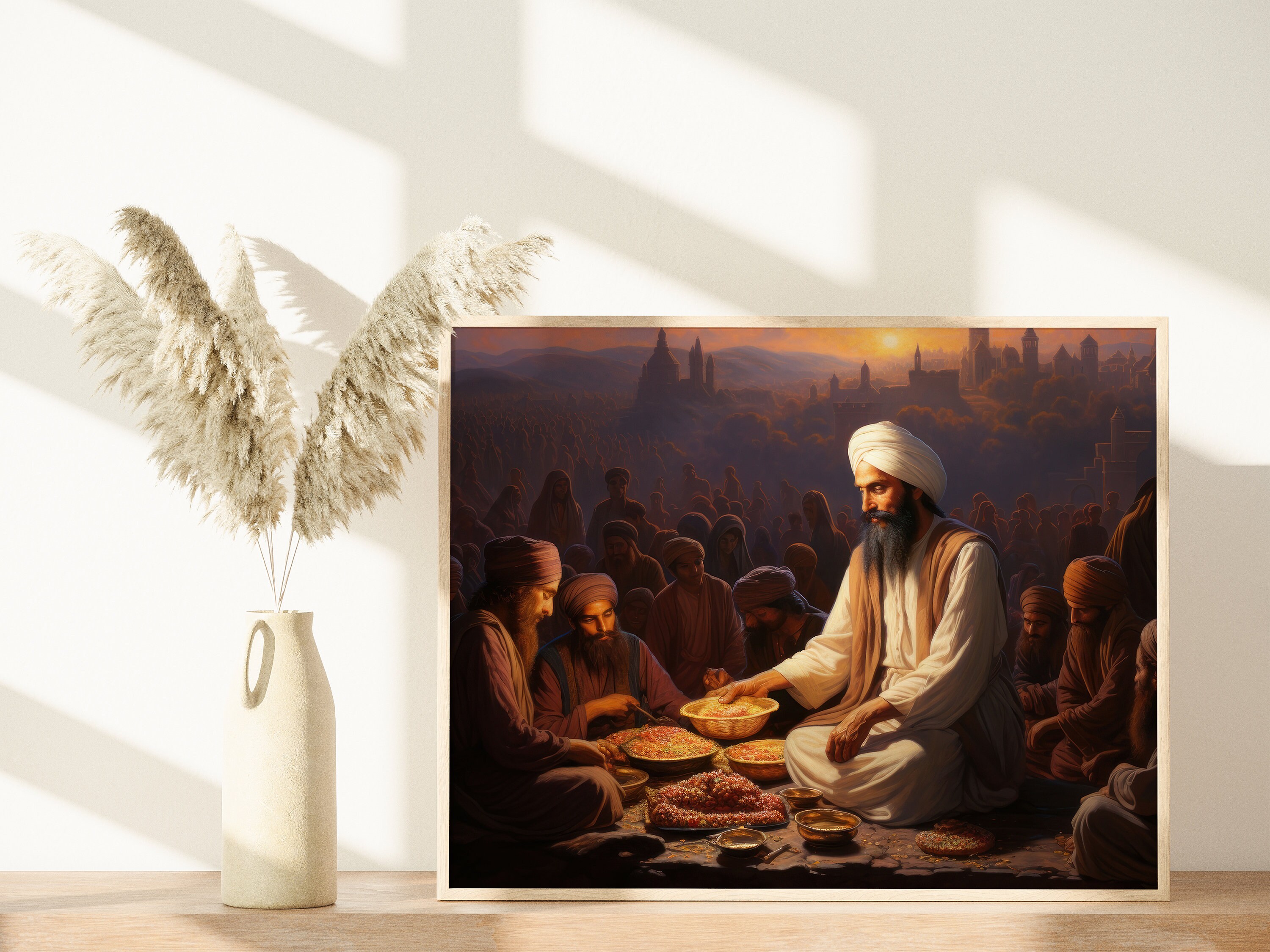 The Humble Langar - Sikh Art, Sikh Guru, Religious Art, Oil Painting ...