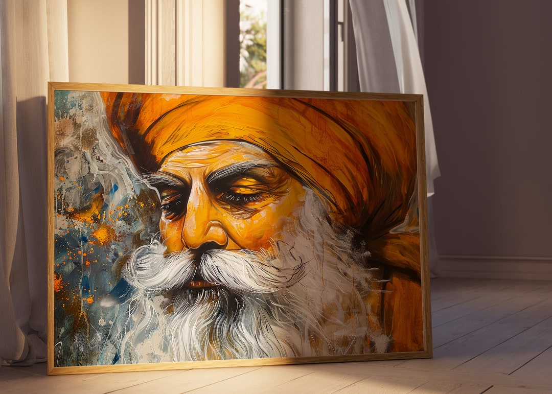 Sikh Guru Print Poster Sikh Wallpaper Oil Painting Sikh Wall Art Sikh ...