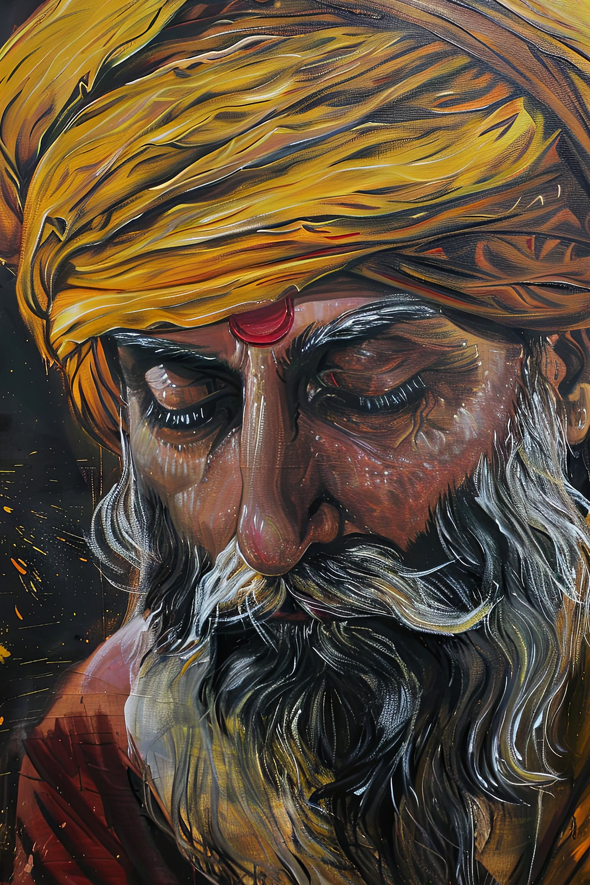 Guru Nanak Print Poster Sikh Wallpaper Abstract Oil Painting Sikh Wall ...