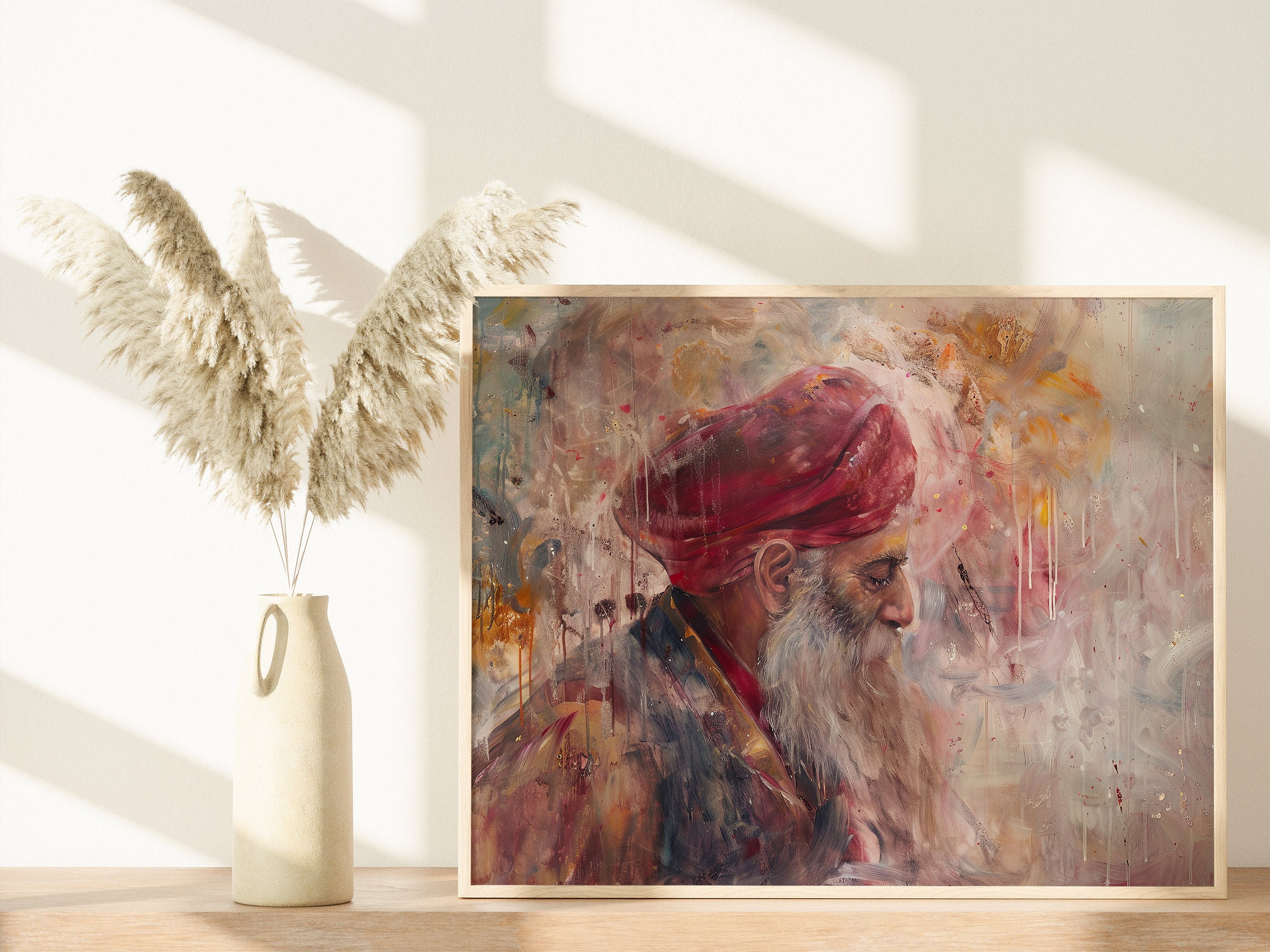 Sikh Guru Print Poster Sikh Wallpaper Oil Painting Sikh Wall Art Sikh ...