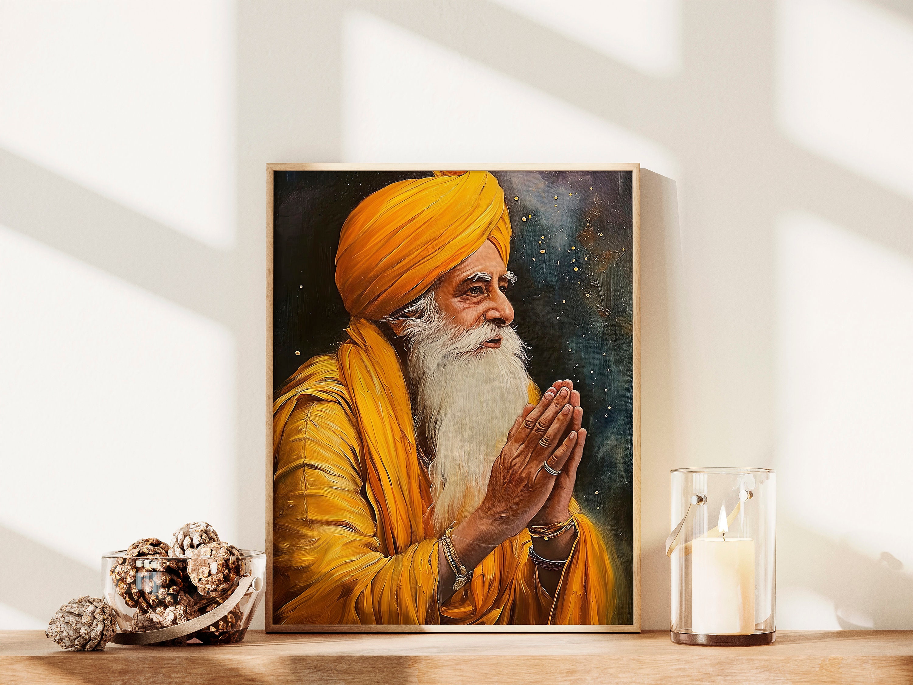 Sikh Guru Print Poster Sikh Wallpaper Oil Painting Sikh Wall Art Sikh ...