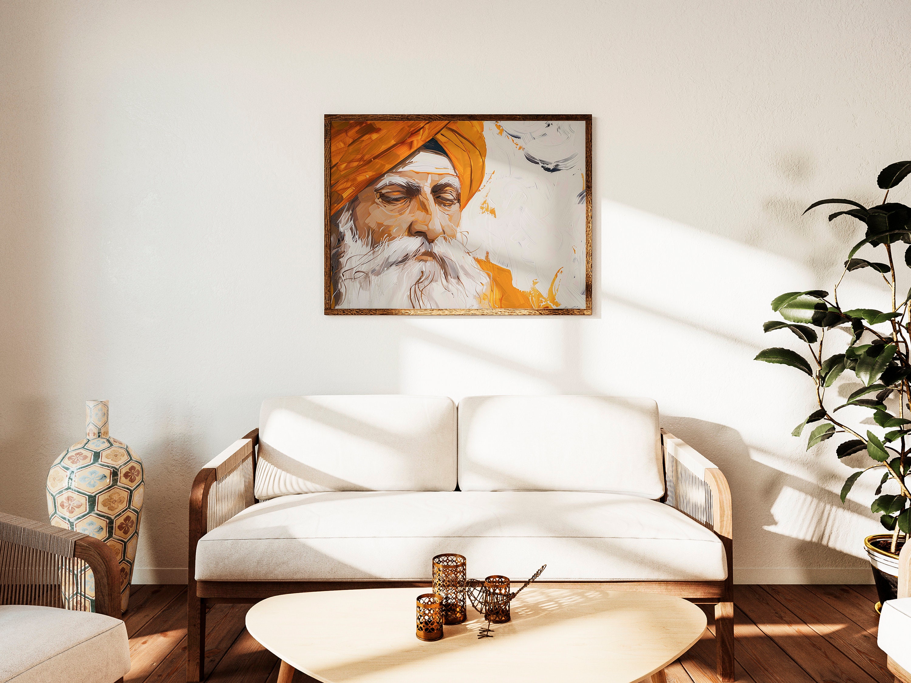 Guru Sikh Oil Painting Digital Print Sikh Wall Art Religious Art Sikh ...