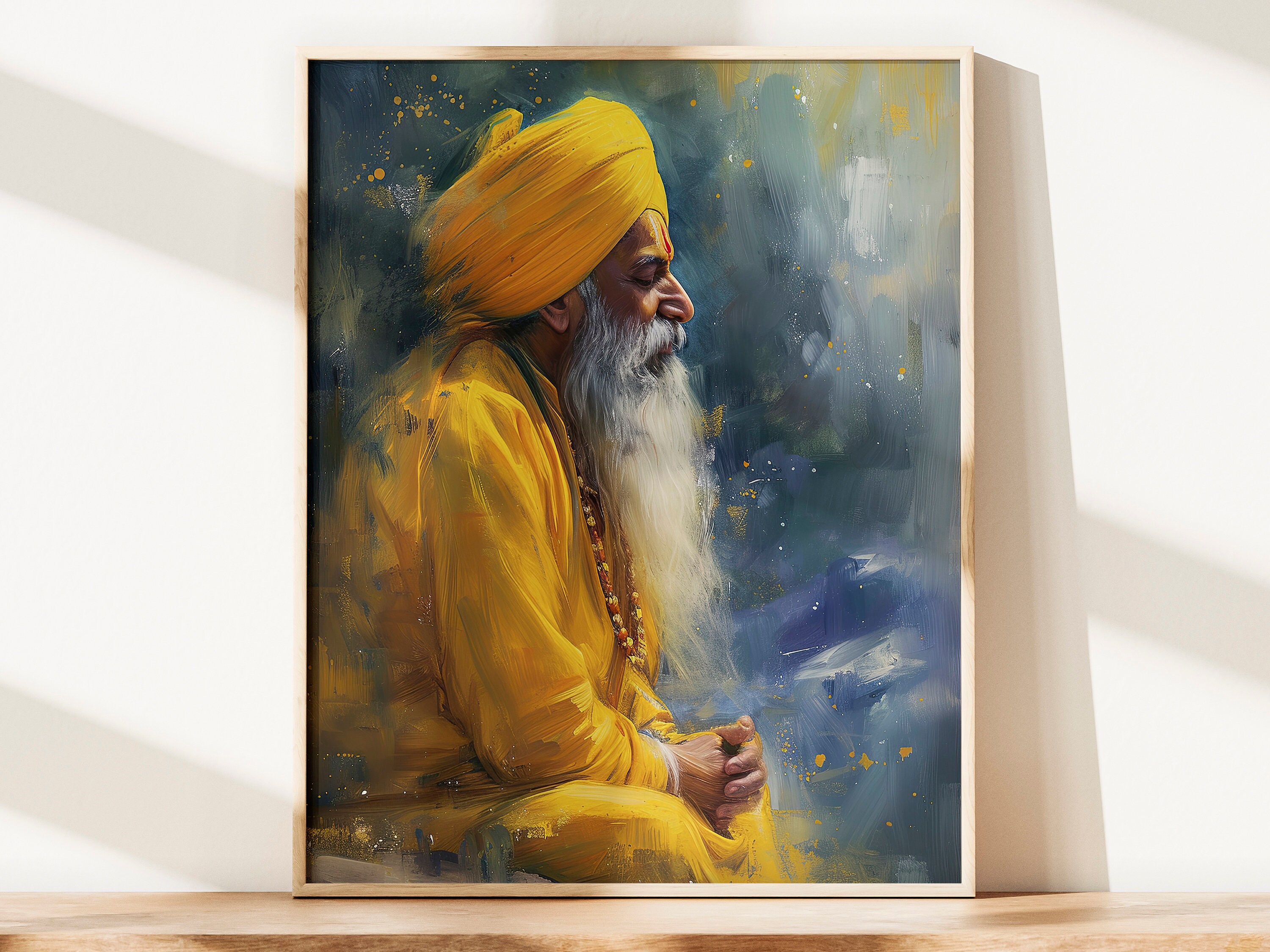 Sikh Guru Print Poster Sikh Wallpaper Oil Painting Sikh Wall Art Sikh ...
