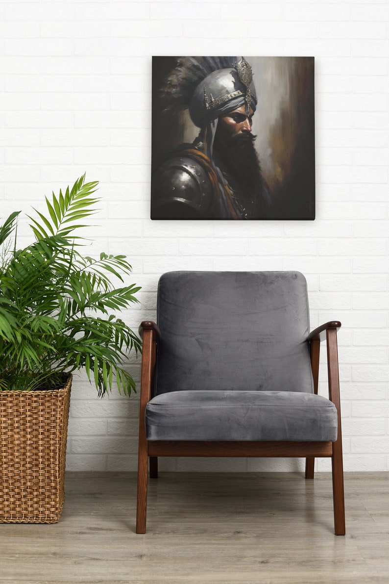 The Sentinel: Stoic Sikh Warrior in Heavy Armor - Sikh Art | Oil ...