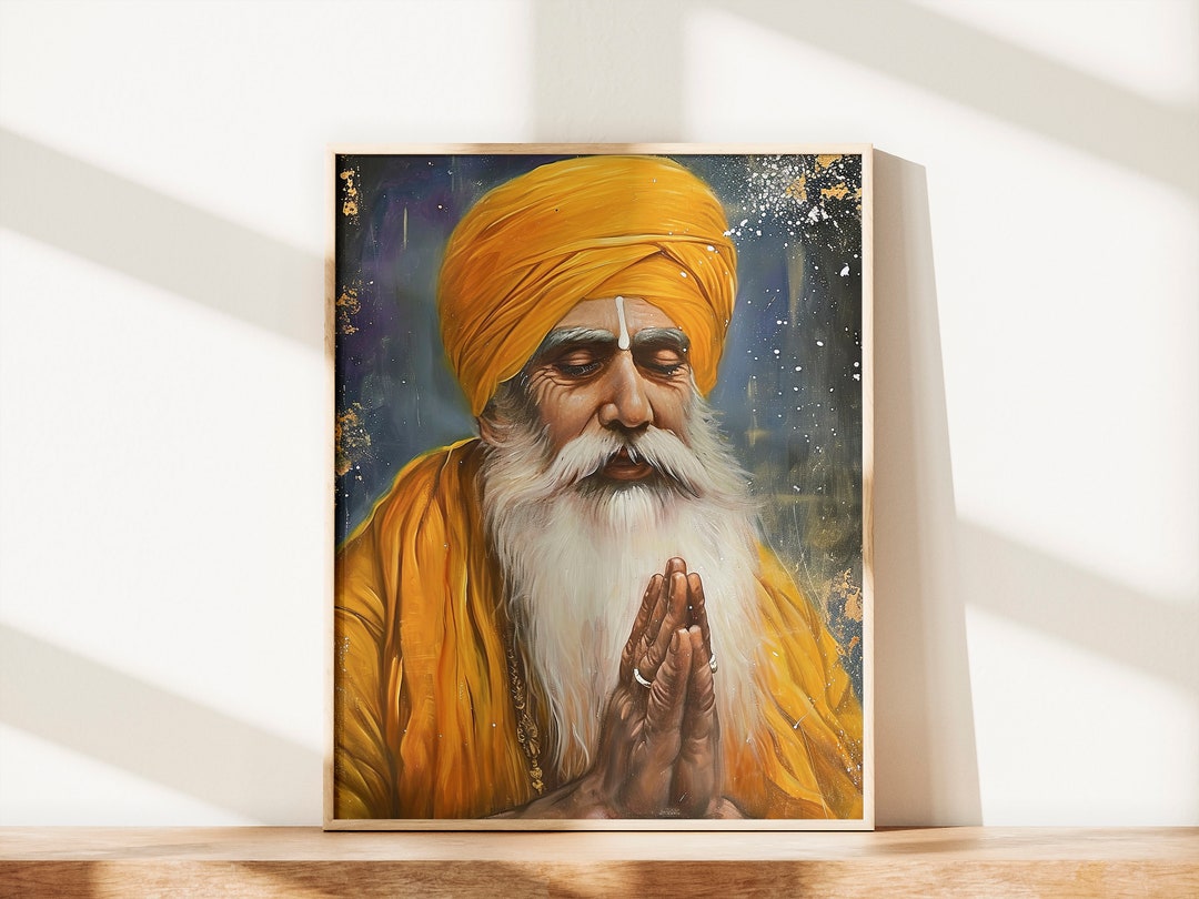 Sikh Guru Print Poster Sikh Wallpaper Oil Painting Sikh Wall Art Sikh ...