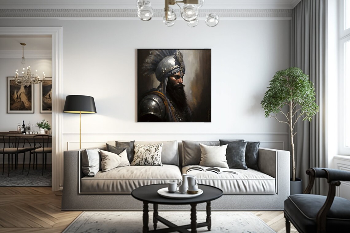 The Sentinel: Stoic Sikh Warrior in Heavy Armor - Sikh Art | Oil ...