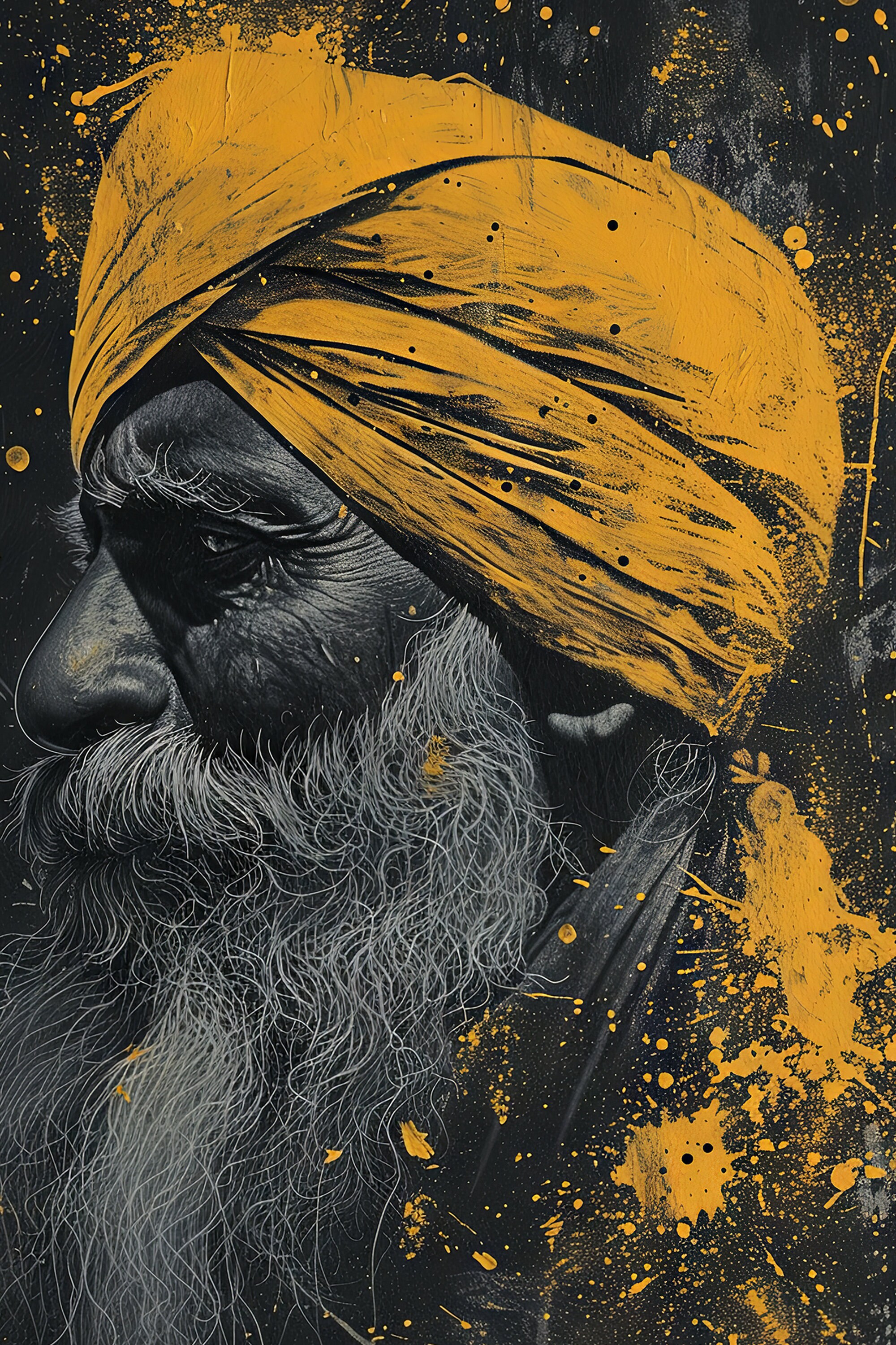 Sikh Guru Print Poster Sikh Wallpaper Oil Painting Sikh Wall Art Sikh ...