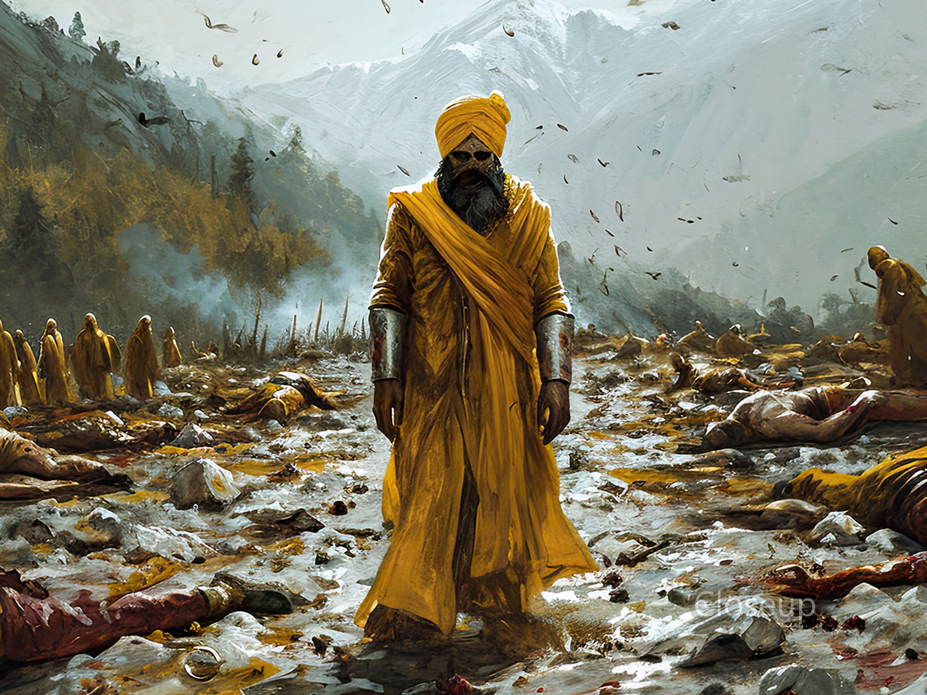 Fallen Foes Oil Painting 550 DPI Framed Poster in Oak Religious Art ...