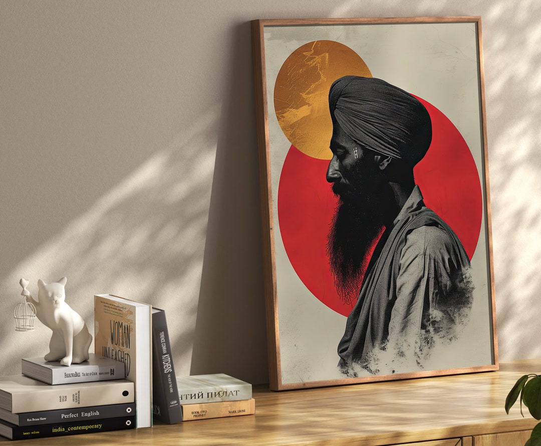 Sikh Guru Print Poster Sikh Wallpaper Oil Painting Sikh Wall Art Sikh ...