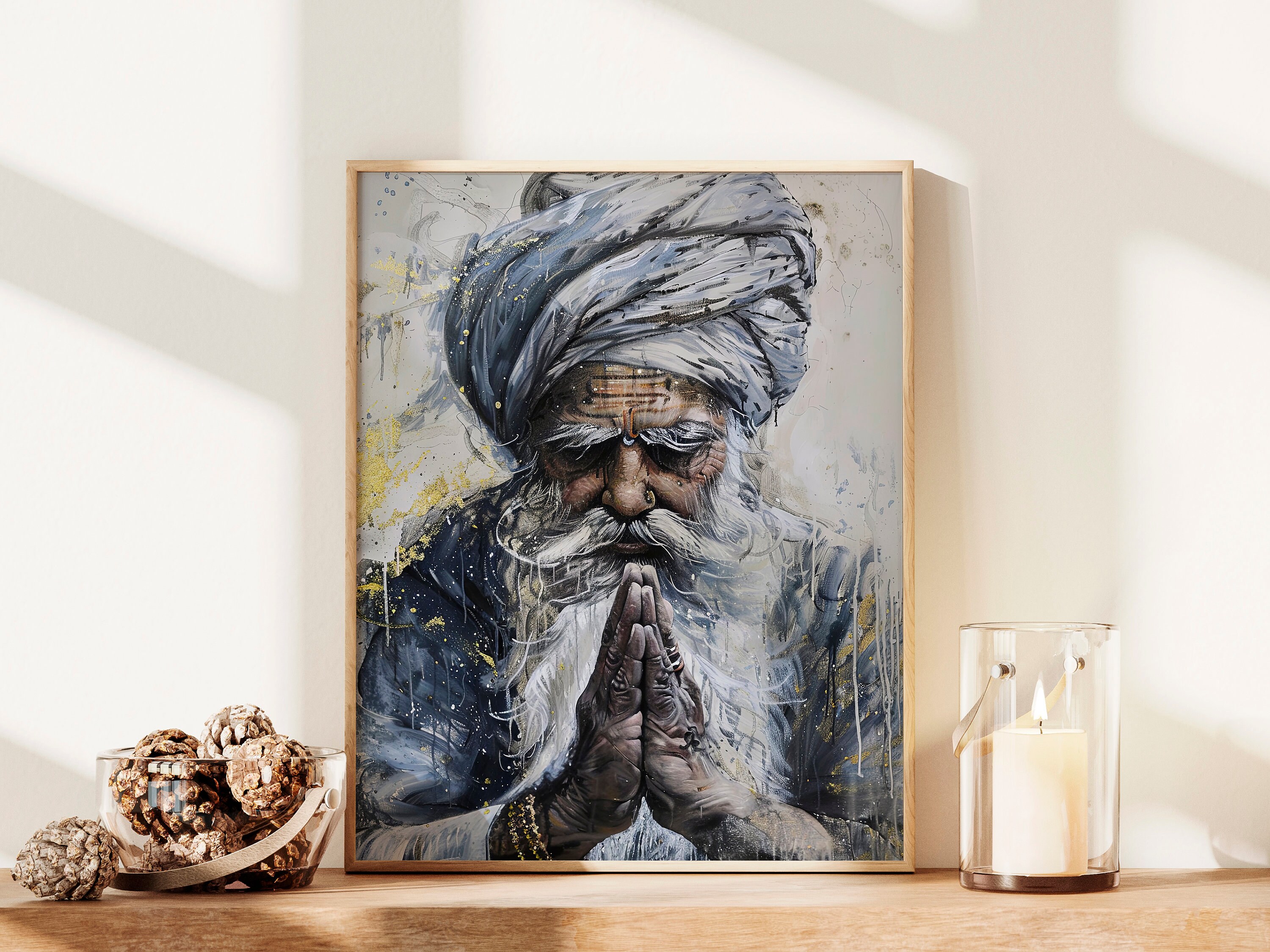 Sikh Guru Print Poster Sikh Wallpaper Abstract Oil Painting Sikh Wall ...