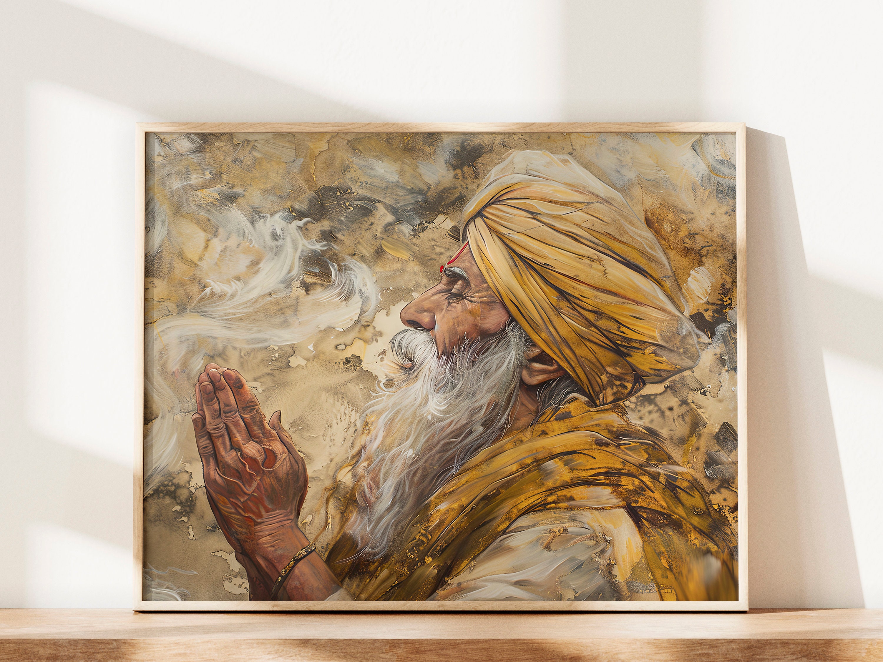 Guru Nanak Print Poster Sikh Wallpaper Vibrant Oil Painting Sikh Wall ...