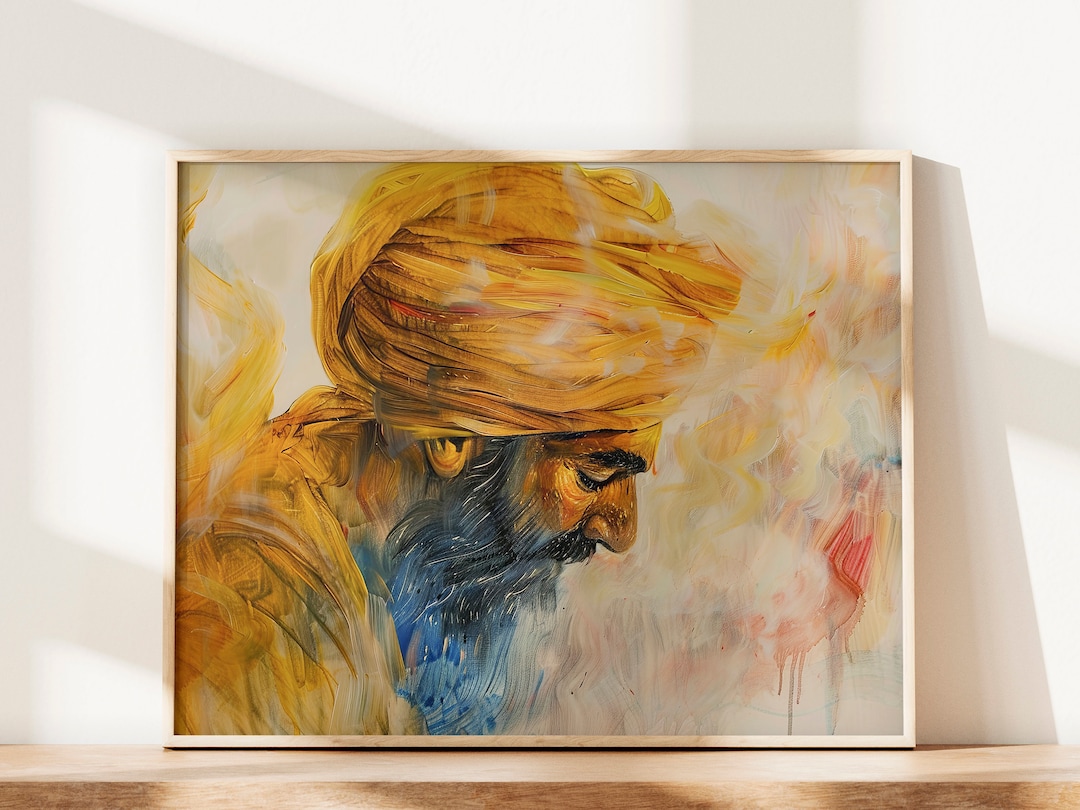 Sikh Guru Print Poster Sikh Wallpaper Oil Painting Sikh Wall Art Sikh ...