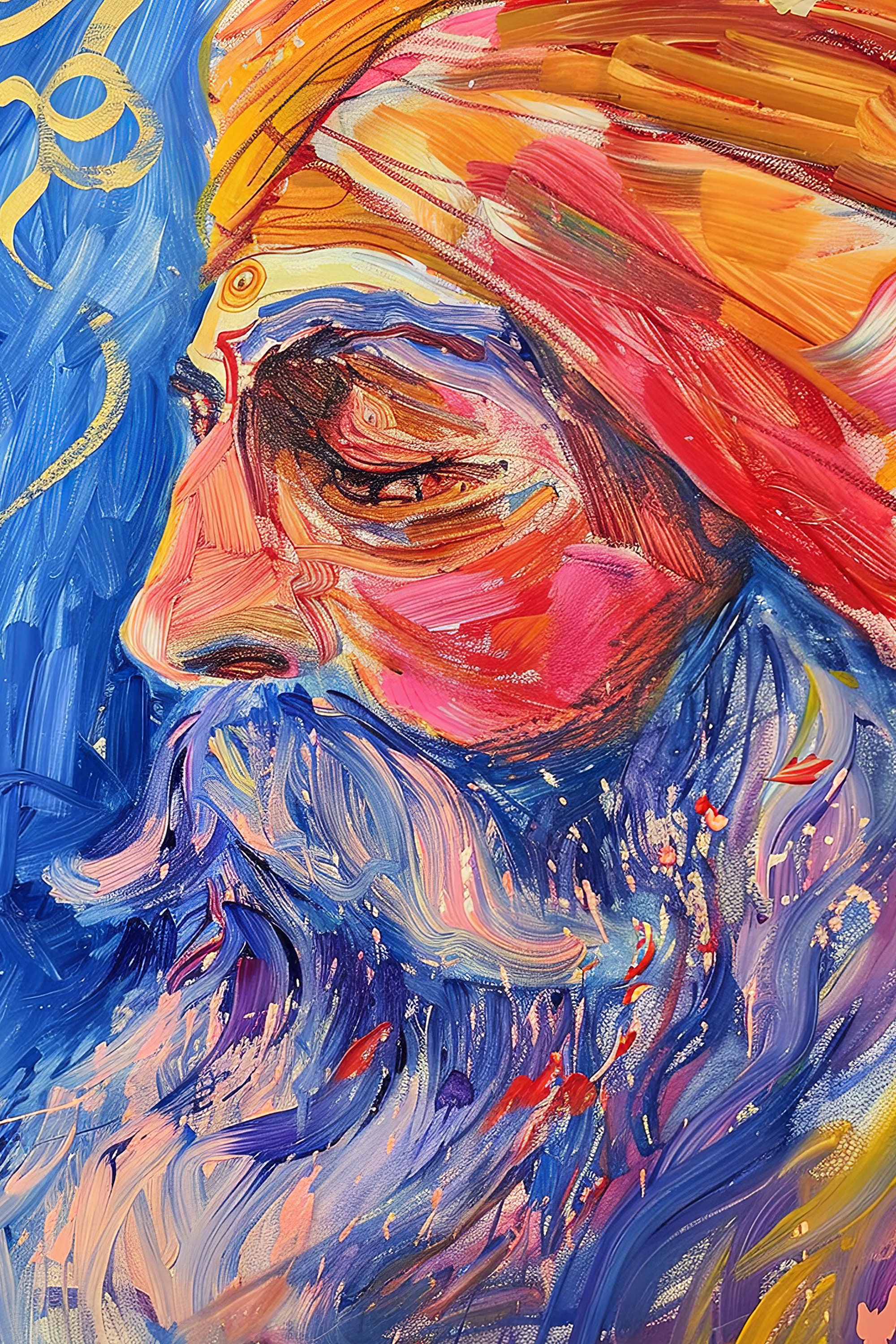 Sikh Guru Print Poster Sikh Wallpaper Abstract Oil Painting Sikh Wall ...