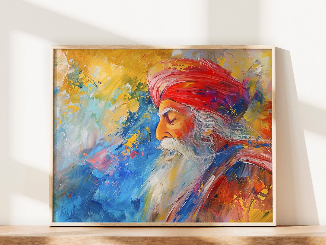 Sikh Guru Print Poster Sikh Wallpaper Oil Painting Sikh Wall Art Sikh ...