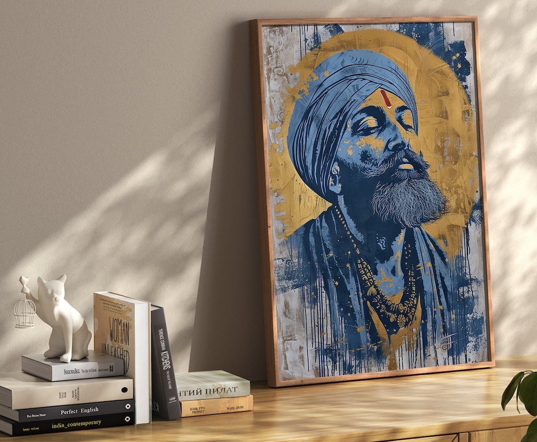 Sikh Guru Print Poster Sikh Wallpaper Oil Painting Sikh Wall Art Sikh ...