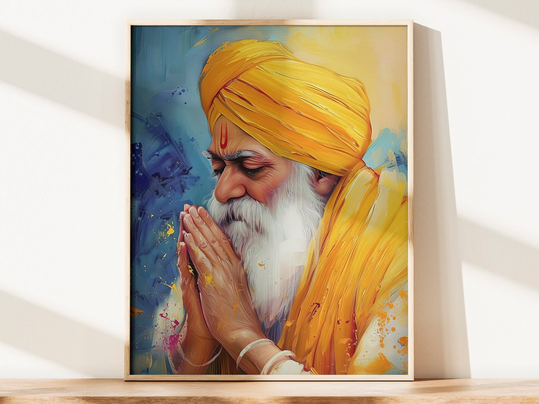 Sikh Guru Print Poster Sikh Wallpaper Oil Painting Sikh Wall Art Sikh ...