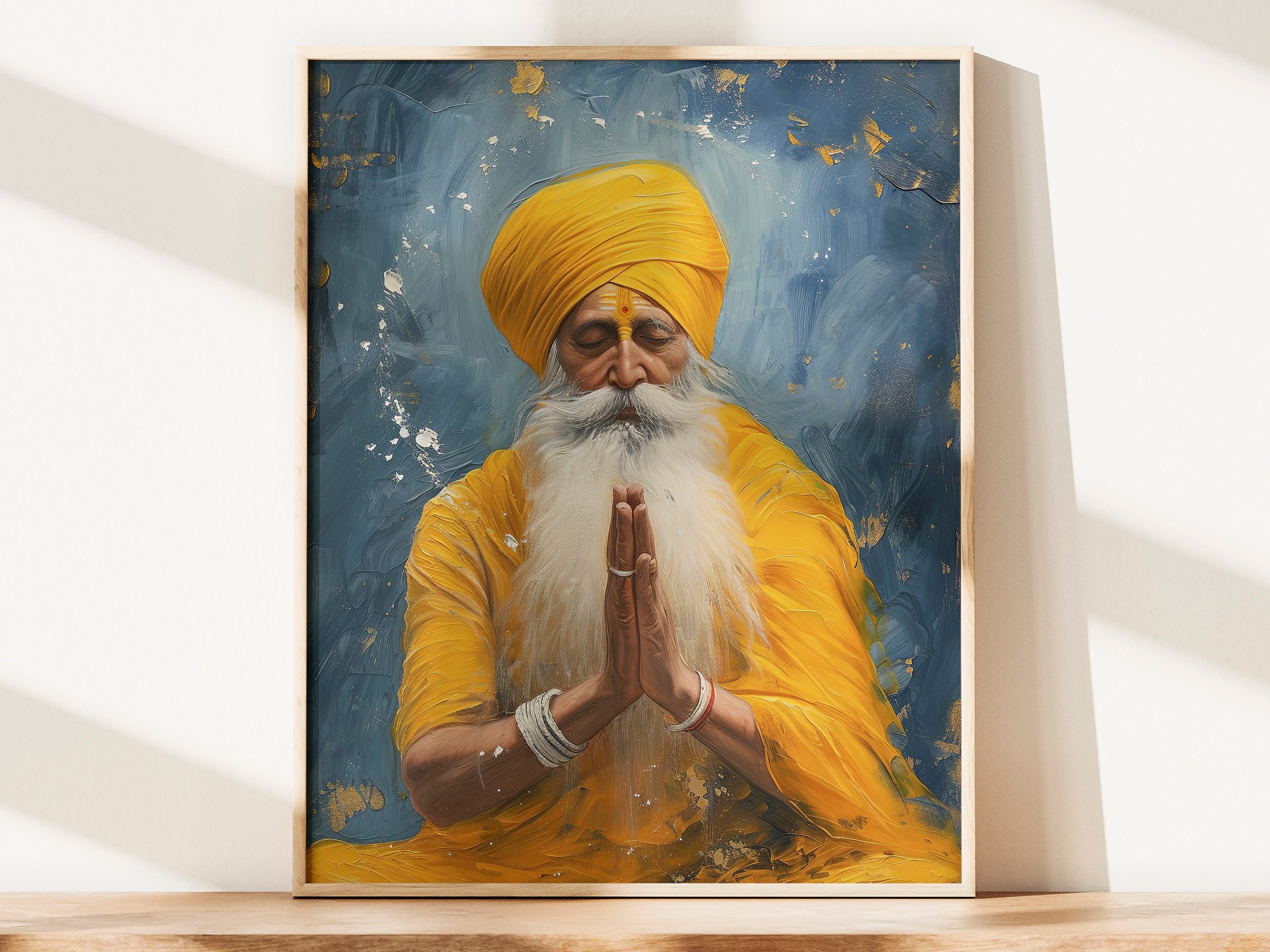 Sikh Guru Print Poster Sikh Wallpaper Oil Painting Sikh Wall Art Sikh ...