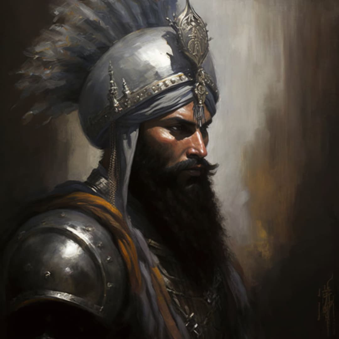 The Sentinel: Stoic Sikh Warrior in Heavy Armor - Sikh Art | Oil ...