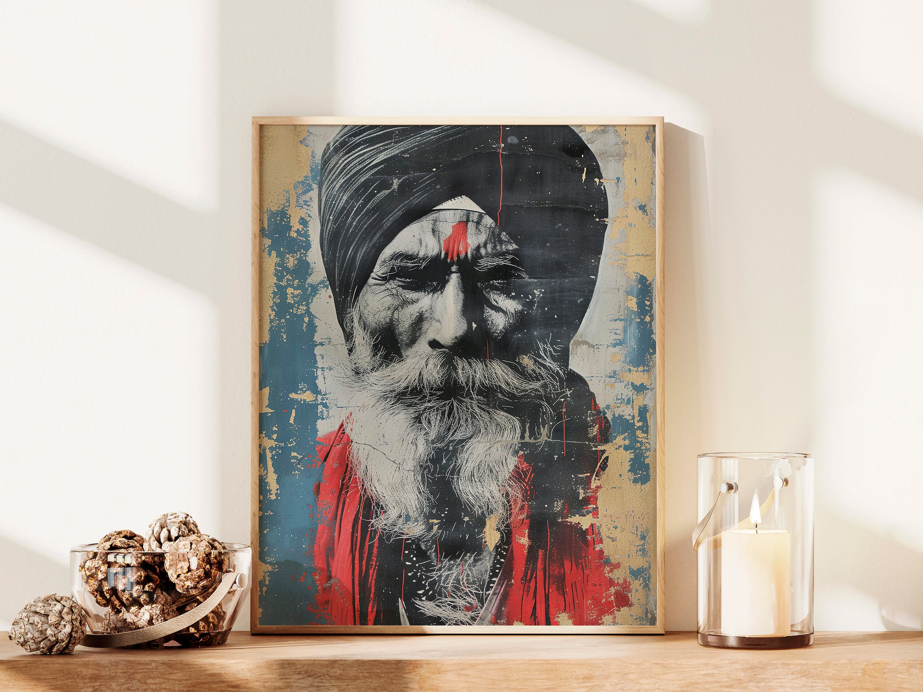 Sikh Guru Print Poster Sikh Wallpaper Oil Painting Sikh Wall Art Sikh ...