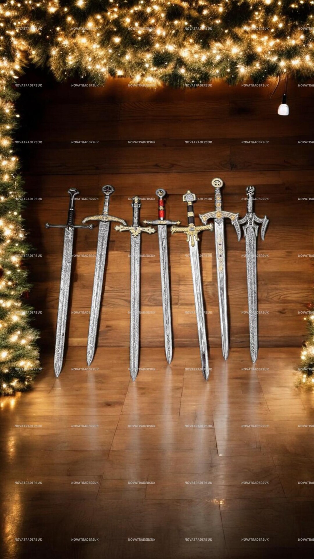 Real Medieval Viking Damascus Steel Handmade Sword With Leather ...