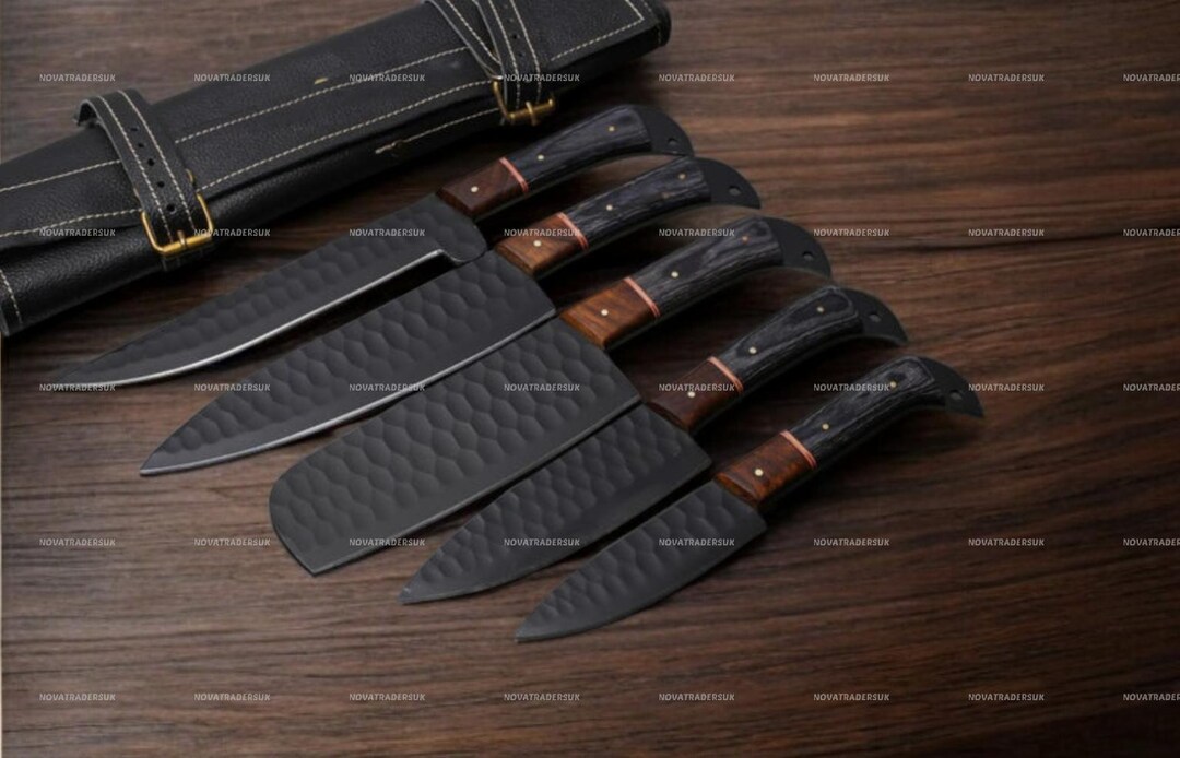 Luxury Handmade Kitchen Gift Set | 5-piece Premium Damascus-style ...