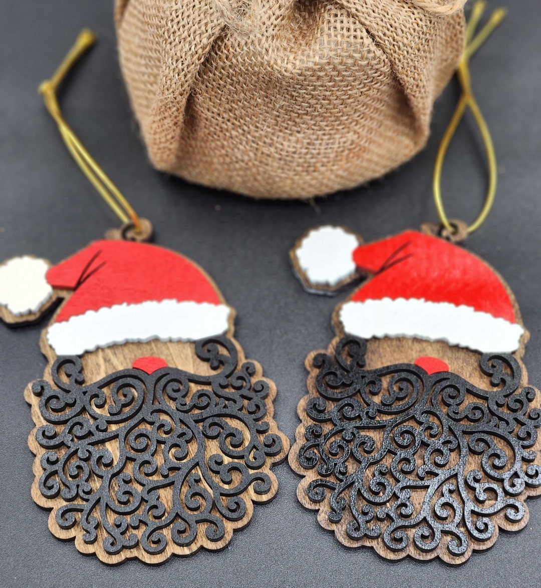 Santa Ornament With Swirly Beard - Etsy