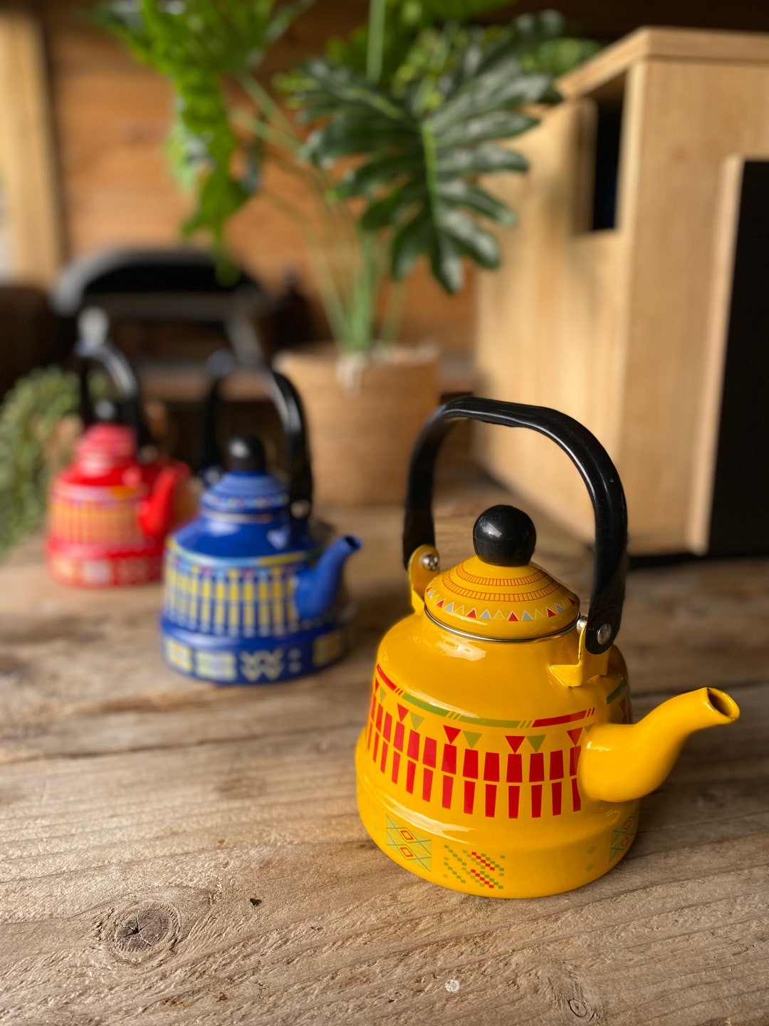 Funky Retro Boho Enamel Camping Kettle - Etsy UK