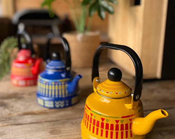 Funky Retro Boho Enamel Camping Kettle - Etsy UK