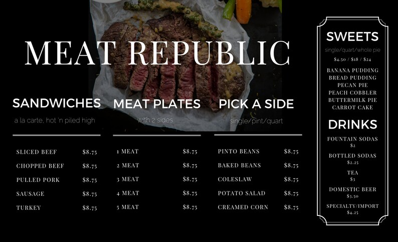 Restaurant Menu Template, Editable Food Menu Template, Restaurant Food ...