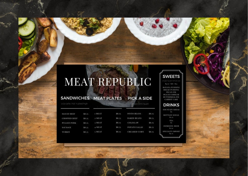 Restaurant Menu Template, Editable Food Menu Template, Restaurant Food ...