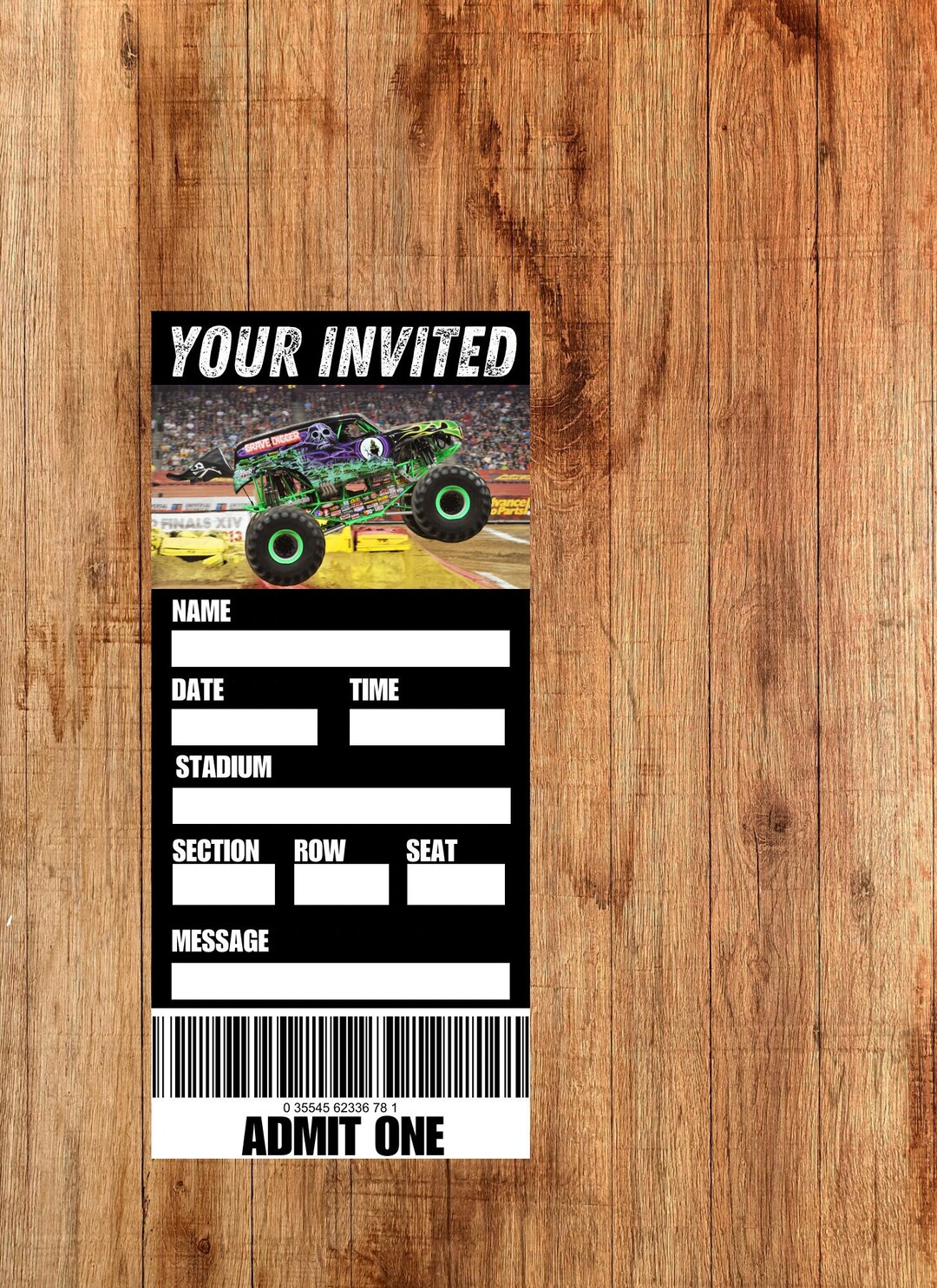 Monster Jam Party Invite Ticket PNG - Etsy Australia