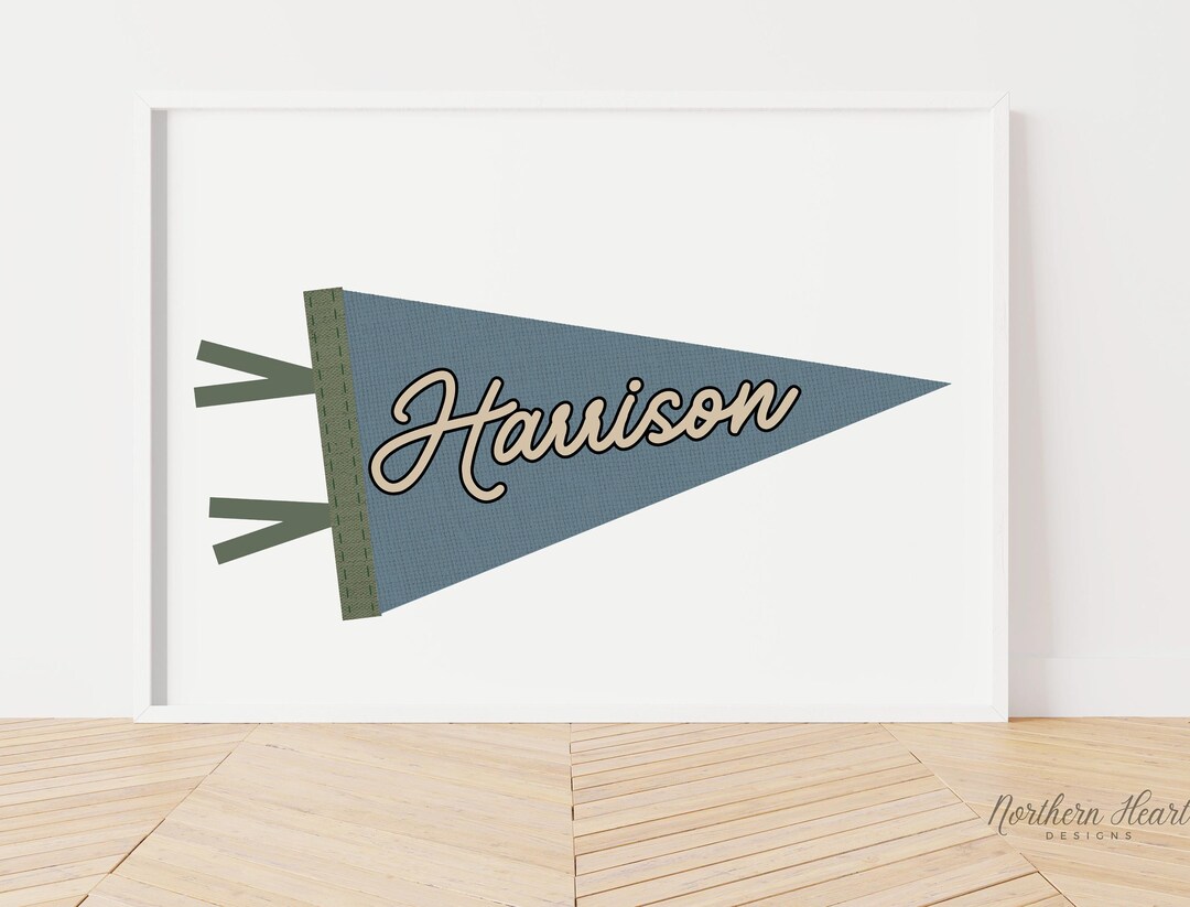 Personalized Boy Name Pennant Banner: Retro Nursery Decor (digital ...