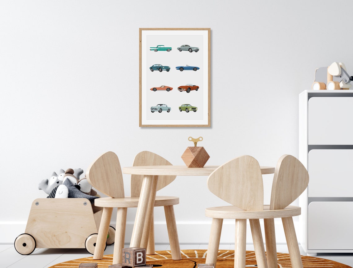 Car Nursery Art Print, Toddler Boy Wall Art, Transportation Art Print ...