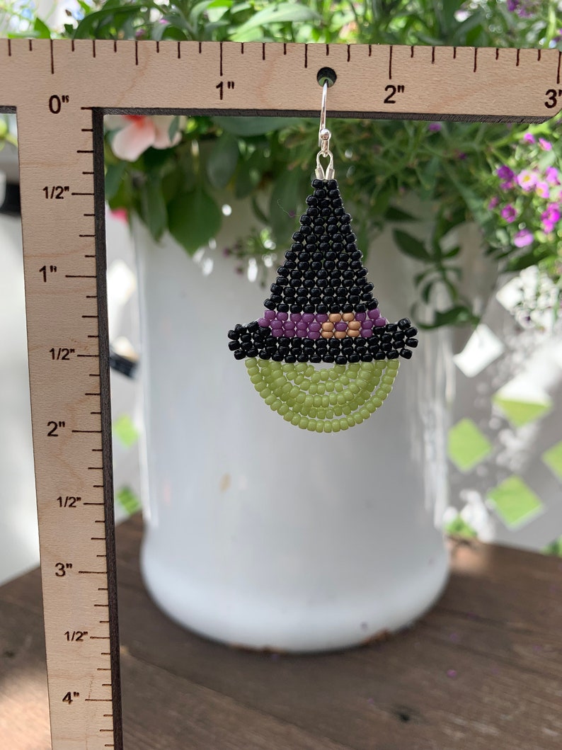 Witch’s Hat Beaded Earrings // Witch Fringe Earrings // Short Fringe ...