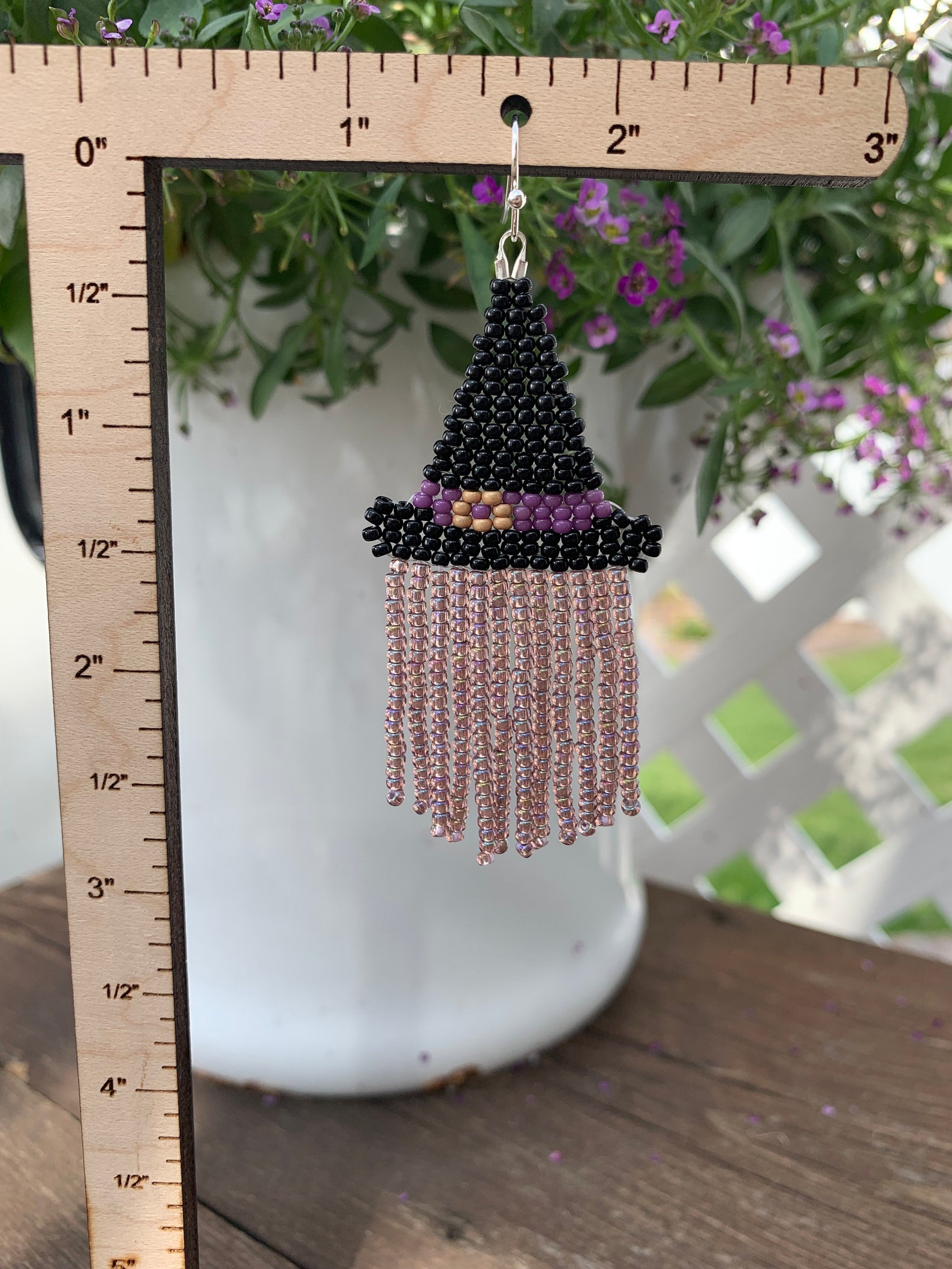 Witch’s Hat Beaded Earrings // Witch Fringe Earrings // Short Fringe ...