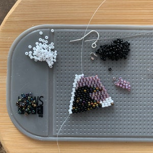 Megan Raven Fringe Earring // Beaded Crow Earring // Hand Beaded Bird ...