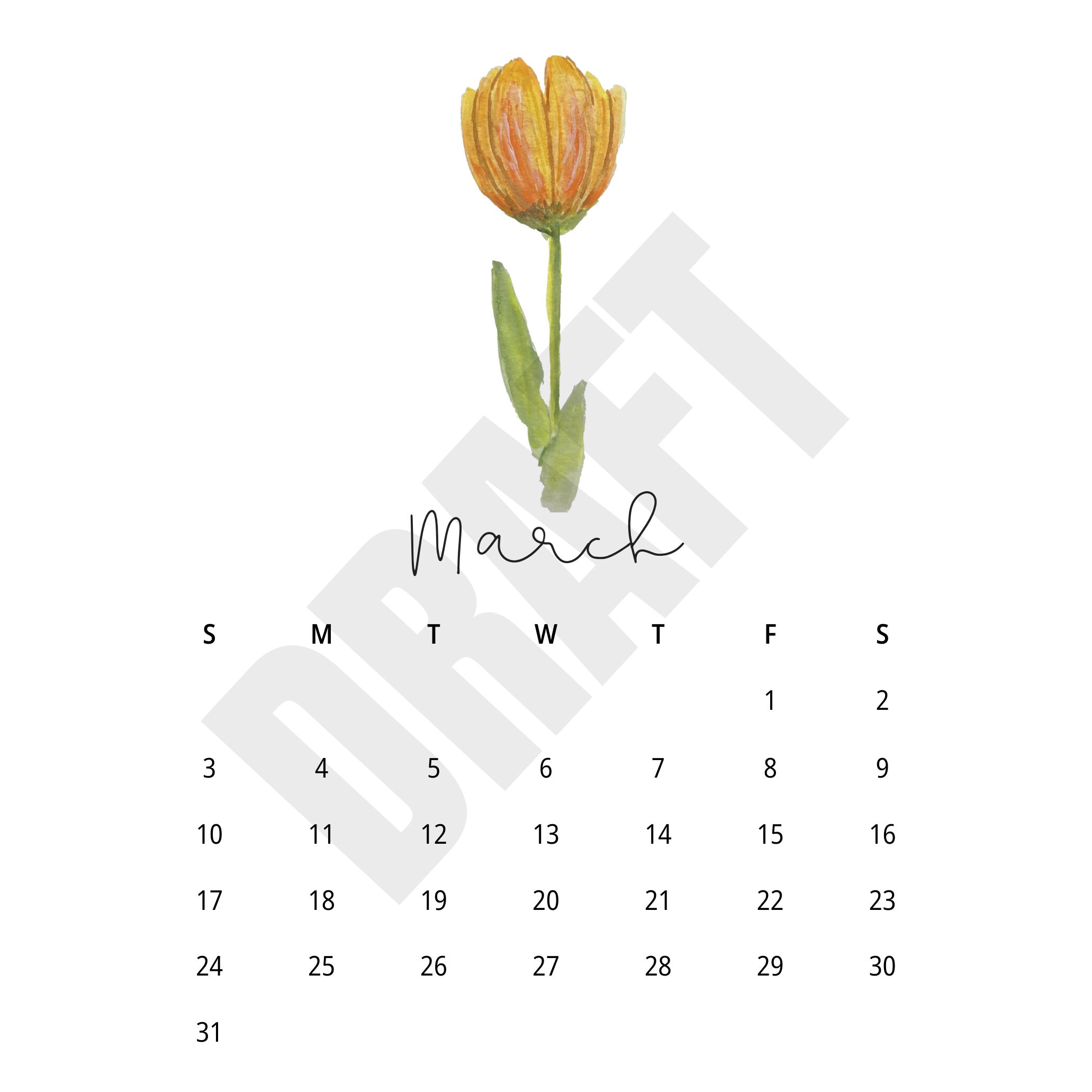 2024 Small Watercolor Floral Desk Calendar Printable Download 5x5 - Etsy