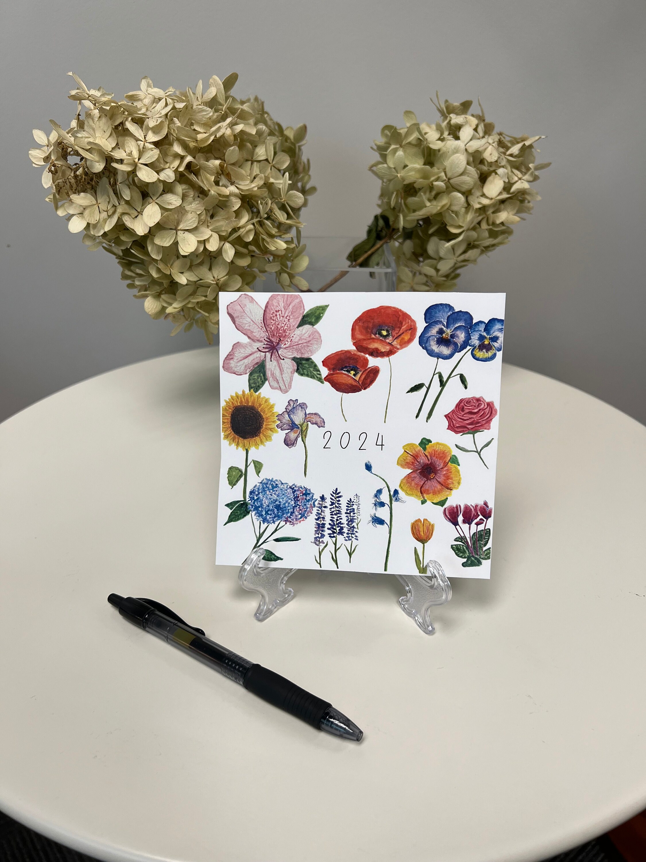 2024 Small Watercolor Floral Desk Calendar Printable Download 5x5 - Etsy
