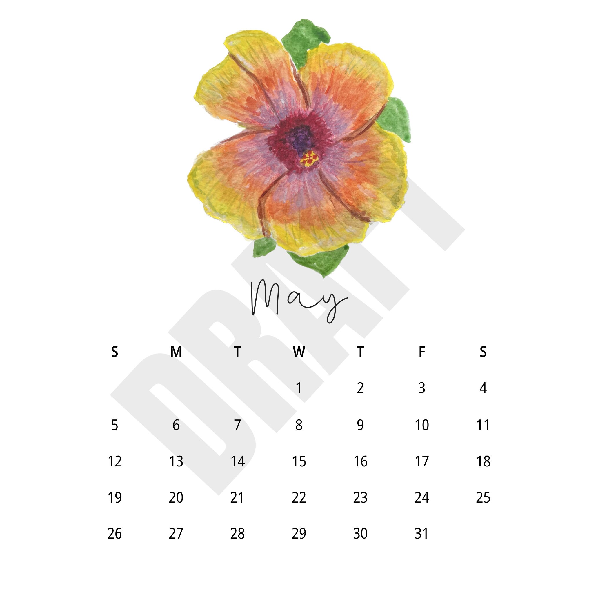 2024 Small Watercolor Floral Desk Calendar Printable Download 5x5 - Etsy